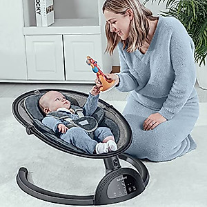 BabyBond Baby Swings for Infants, Bluetooth Infant Swing with Music Speaker with 3 Seat Positions, 5 Point Harness Belt, 5 Speeds and Remote Control - Portable Baby Swing for Indoor and Outdoor