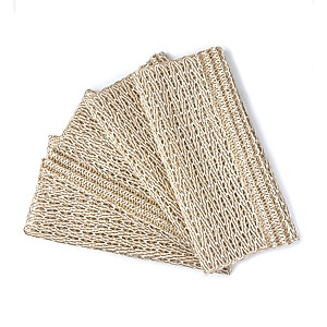 Fennco Styles 100% Jute Design Farmhouse Placemats 13" W x 19" L, Set of 4 - Ivory Table Mats for Home, Dining Room, Banquets, Family Gathering and Special Occasion (Ivory)