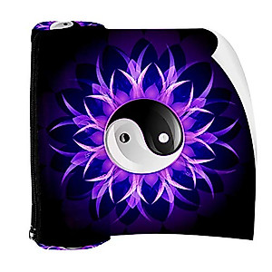 Bright Lotus Yin Yang Symbol Pencil Bag Pen Case Stationary Case Pencil Pouch Desk Organizer Makeup Cosmetic Bag for School Office