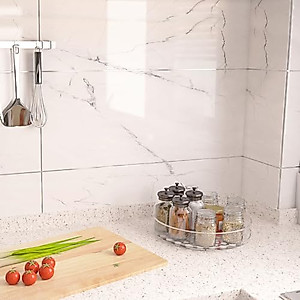 QOTOLY 12.8” Lazy Susan Organizer 6 Pack Lazy Susan Turntable Organizer 360° Rotating Organizer with Handle & 2.3" Raised Edge for Refrigerator Cabinet Kitchen Pantry Bathroom Countertop Table Dresser