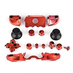 Full Button Sets Mod Replace Part for Microsoft Xbox One Controller with 3.5mm Jack Set of 18 Controller Buttons Replacement Button Set Case Cover for Xbox One Controller (Red)