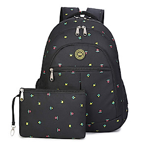 QIMIAOBABY diaper bag storage bag backpack, baby travel bag (Black flowers)