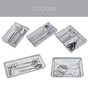 Smart Design Drawer Organizer - (9 x 6 Inch) - Steel Metal Mesh Tray - w/ Interlocking Arm Connection - Utensils, Silverware, Organization - Kitchen [Silver]