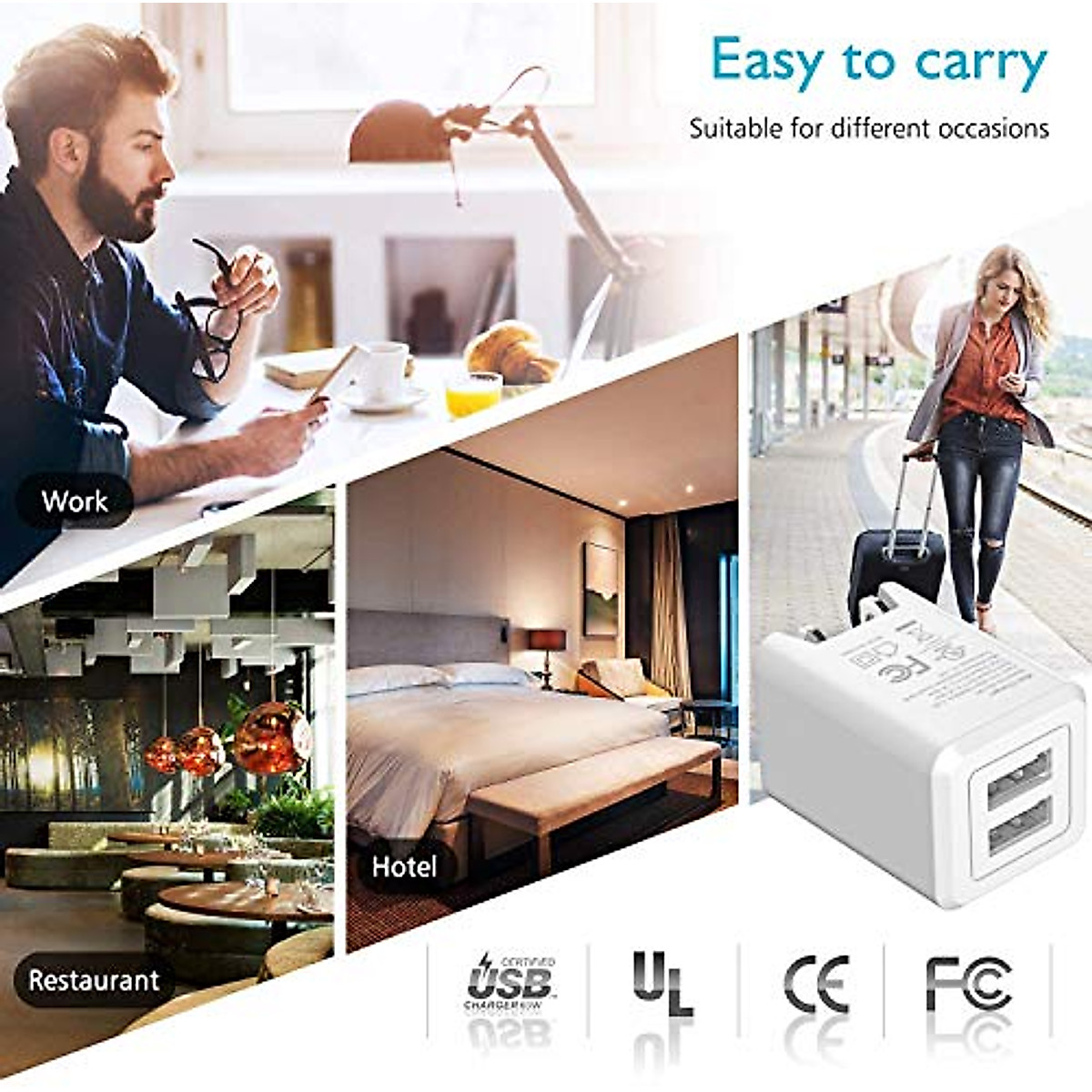 [Apple MFi Certified] iPhone Charger, Stuffcool Dual Port Wall Charger with Foldable Plug & 2 Pack 6FT Lightning Cable Fast Charging Data Sync Transfer Cord Compatible with iPhone 12/11/XS/XR/X 8/iPad