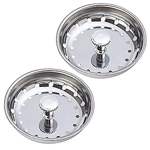 CORNERJOY 2 PCS Kitchen Sink Strainer and Stopper Combo Basket Replacement for Standard 3-1/2 inch Drain,Stainless Steel Basket with Rubber Stopper Bottom