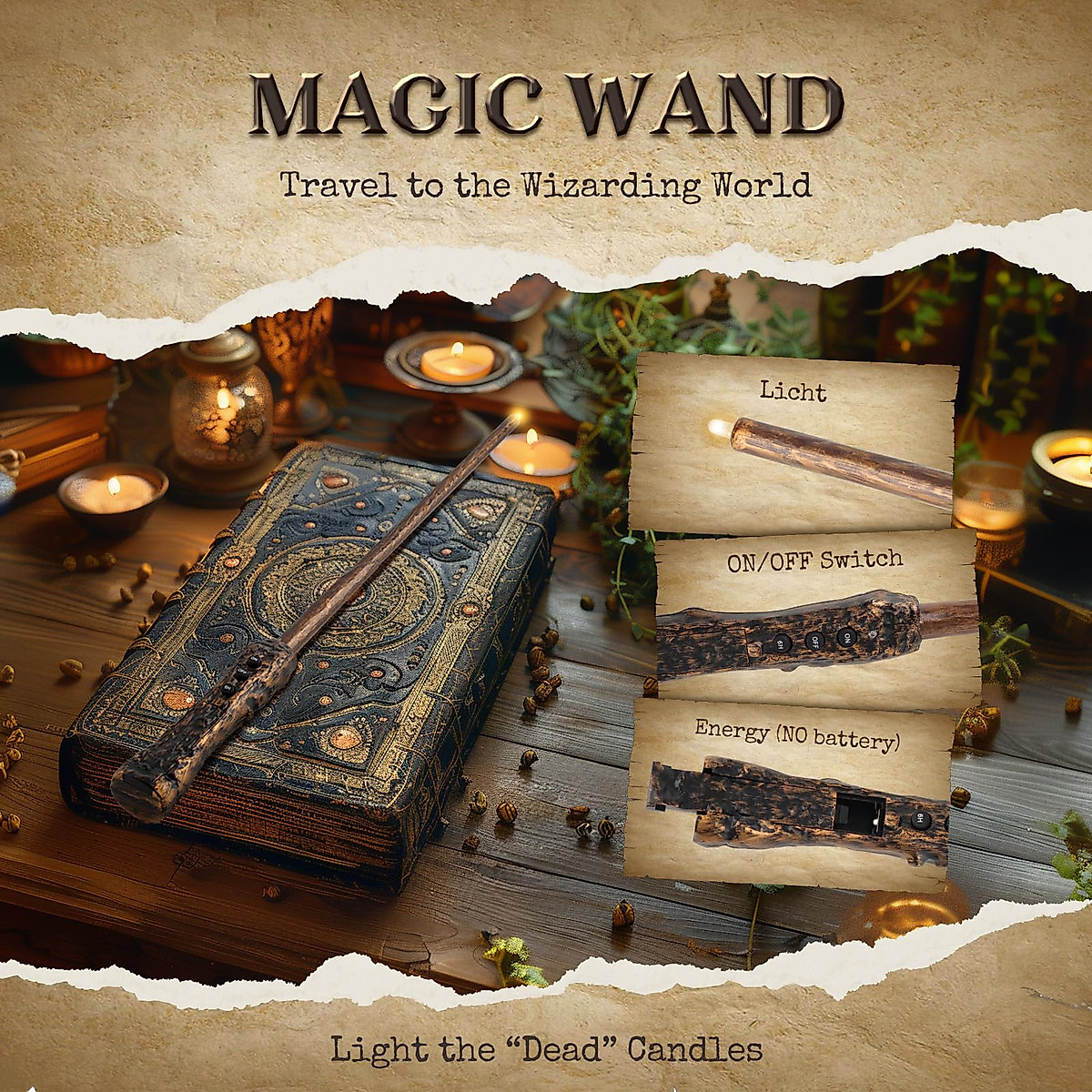 Aisutha Floating Candles with Wand - 12PCs Flameless Candles, Halloween Decorations, Magic Hanging Decorations for Birthday, Party, Halloween Christmas Decor