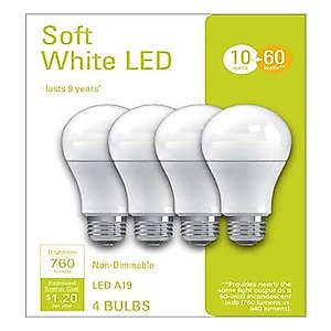 4PK 10W SW A19 Bulb