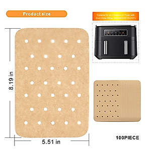 CUTIECLUB 2pcs Silicone Pot and 100pcs Disposable Liners Paper Set for Ninja DualZone XL/Dual Air Fryer, Rectangle Basket with Finger Holder and Clip