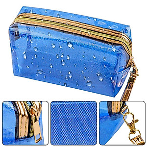 Meetory 5 Pack Waterproof Cosmetic Bag Portable Translucent Makeup Bag Zippered Travel Toiletry Pouch for Vacation, Bathroom, Organizing