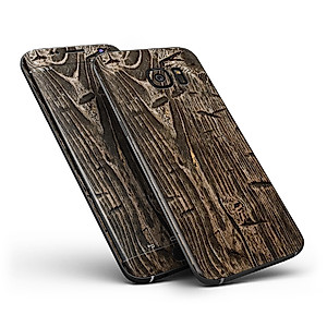 Design Skinz Design Skinz Rough Textured Dark Wooden Planks Full-Body Wrap Decal Skin-Kit for The Galaxy S8