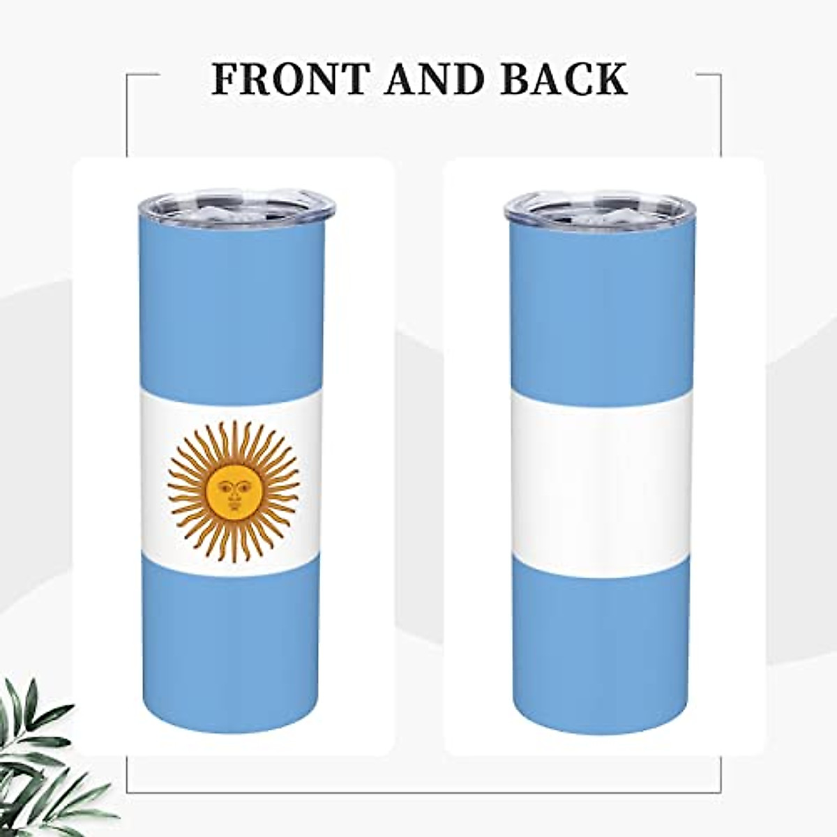 LIICHEES Flag of Argentina Stainless Steel Vacuum Insulated Tumbler 20oz Coffee Cups Travel Mug Water Cup with Leak-Proof Flip Lid Metal Straw Cleaning Brush