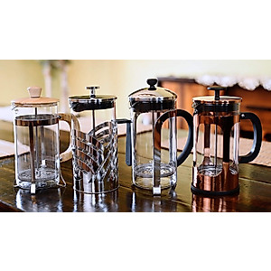 Natural Grain 1 Liter Large Glass and Bamboo French Press Coffee and Loose Leaf Tea Maker