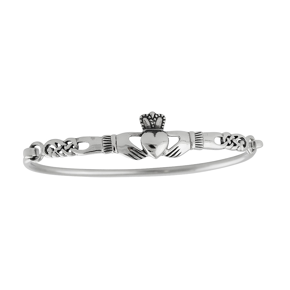 FashionJunkie4Life 925 Sterling Silver Irish Claddagh Celtic Knot Bangle Bracelet