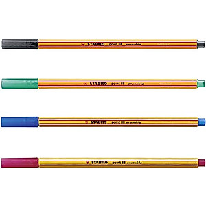 STABILO Fineliner point 88 - Wallet 4 x Erasables + 2 x ink Erasers + 4 Overwriters