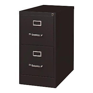 Lorell 2-Drawer Vertical File with Lock, 15 by 26-1/2 by 28-3/8-Inch, Black