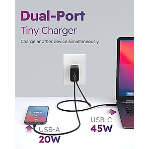 imuto 65W USB C Charger,Laptop Charger GaN PPS Fast Dual-Port USB C Adapter Compatible with MacBook Pro Air, iPad Pro, Steam Deck,Chromebook, GalaxyBook,Pixelbook, Surface and 65W/60W/45W/30W Devices
