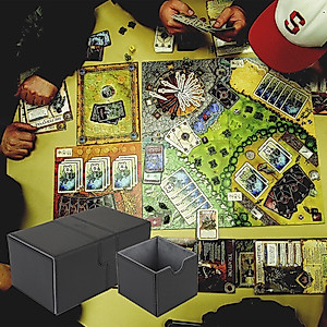 AEGIS GUARDIAN Card Deck Box for MTG with 3 Tray Commander Deck Box Hold 200+ Double Sleeved Cards, PU Leather 7 Strong Magnets Card Storage Box Deck Game Case for TCG CCG, Black