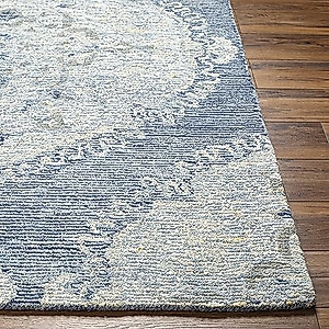 Mark&Day Wool Rugs, 8x10 East Lancaster Traditional Navy Blue Area Rug, Blue Grey Yellow Carpet for Living Room, Bedroom or Kitchen (8' x 10')