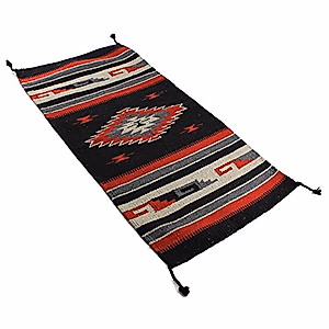 Onyx Arrow Southwest Area Rug, 32 x 64 Inches, Center Diamond, Black/Red