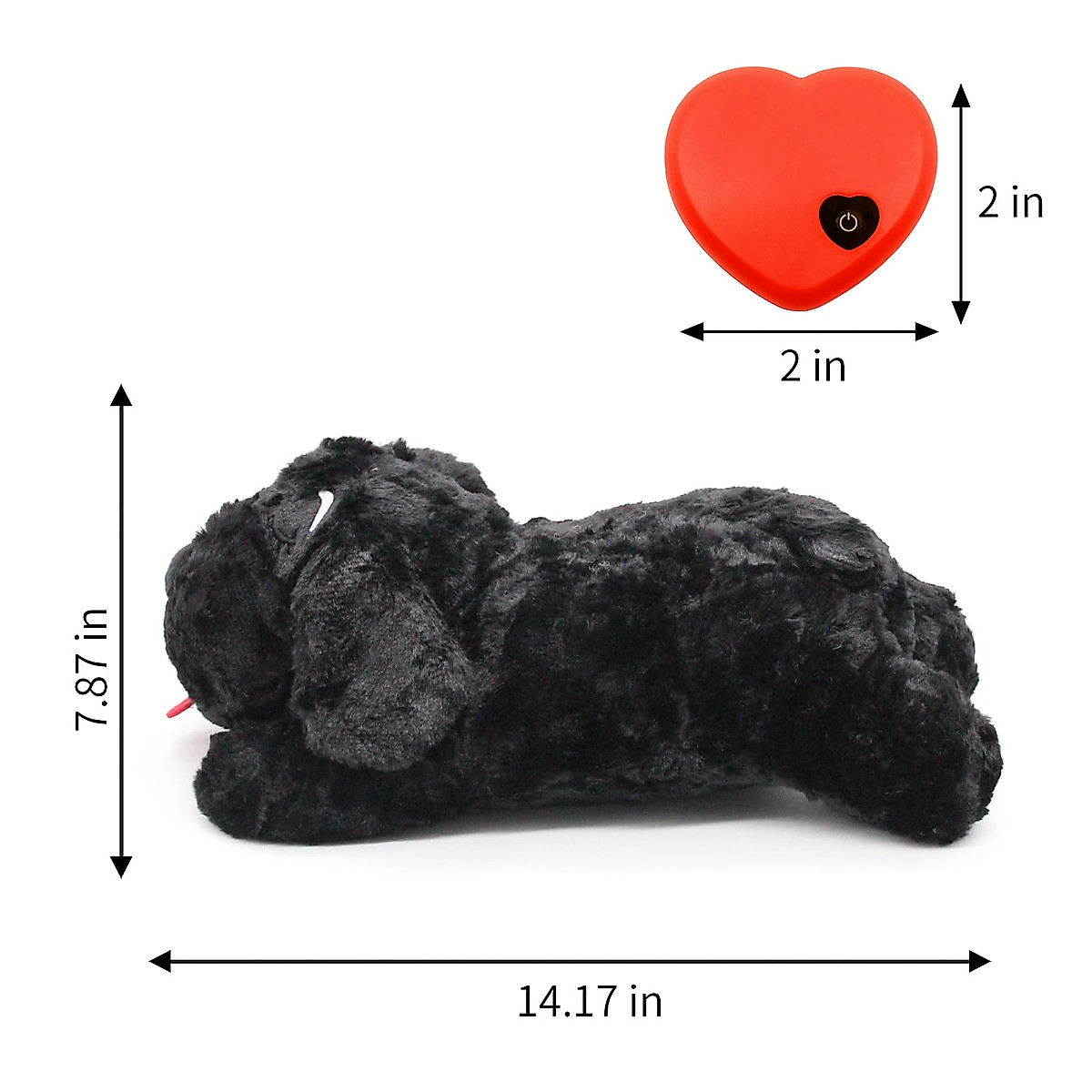 3T group Puppy Heartbeat Stuffed Animal for Dogs,Heartbeat Puppy Toy,Heartbeat Plush Dog Toys for Puppy Sleep Aid,Dog Heartbeat Toy for Anxiety Relief,Heartbeat Calming Pillow Puppy Toys(Black)