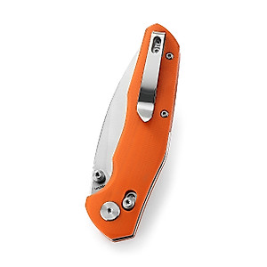 BESTECHMAN Ronan EDC Folding Knife Orange G10 Handle Pocket Knife, 14C28N Steel Thumb-Stud Outdoor Tools, BMK02C (Orange Handle)