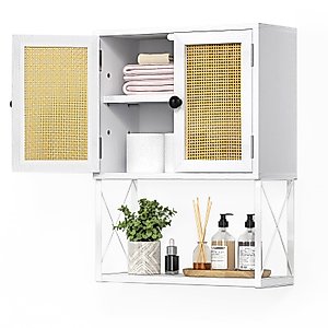 MONVANE Bathroom Cabinet Wall Mount - Bathroom Wall Cabinet with Doors and Shelves, Bathroom Medicine Cabinet for Kitchen, Bedroom and Living Room - White