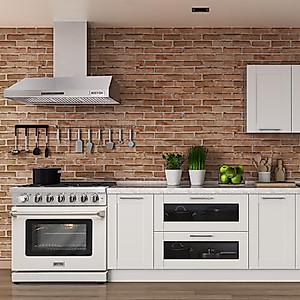 KOSTCH 36 inch Professional Freestanding Pro-Style Natural Gas Range or Liquid Propane Gas Range with 6 Burners, 6.0 cu.ft. Oven Capacity, in Stainless Steel - KOS-36RG03M (Red)