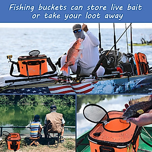 WHCDSTGJ Transparent Top Cover Fishing Bucket, Foldable Fish Bait Bucket, Multifunctional Minnow Bucket, Live Fish Container, Fish Protection Bucket, Outdoor Camping Fishing Bag.