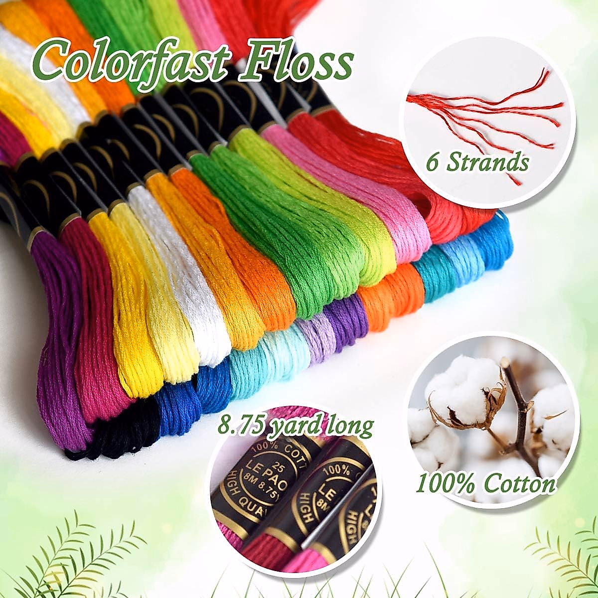 Rainbow Colors Embroidery Floss - Cross Stitch Threads - Friendship Bracelets Floss - Crafts Floss- Hand Embroidery Thread 25 Skeins Per Pack