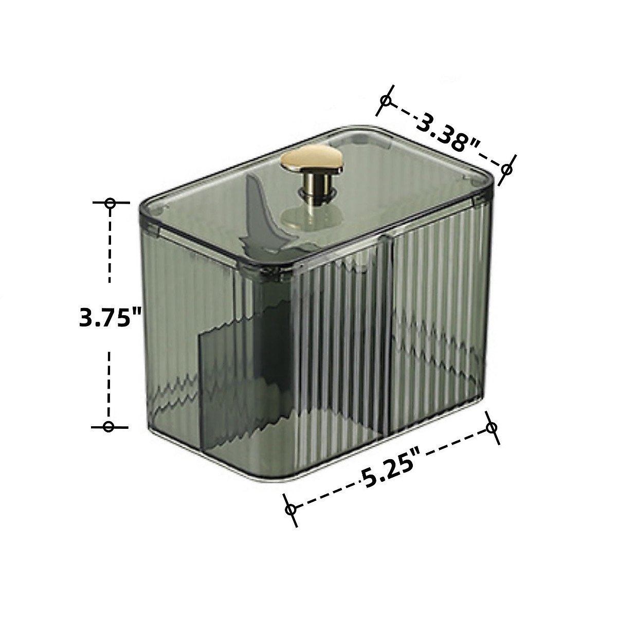 OIWTLIFE Cotton Swab Holder Cotton Pad Holder with 3 Compartments Green Bathroom Vanity Storage Organizer