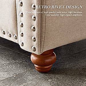 LUMISOL 82" Modern 3-Seater Sofa with Rolled Arms, Tufted Upholstered Couch with Wood Legs and Nailhead Trim for Living Room, Apartment