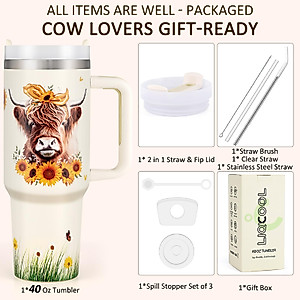 LiqCool Highland Cow Gifts-40 Oz Tumbler with Handle, Cow Print Gifts for Girls Who Love Highland Cow Cup, Cow Theme Stuff Birthday Gifts for Farmers Cow Lovers(Full Printing)