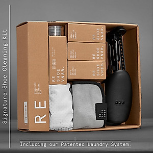 Reshoevn8r Shoe Cleaner Sneakers Kit, Signature Kit - Sneaker Cleaner for Suede Canvas Leather Mesh Knit Nubuck Shoes - 4oz Cleaning Solution & Conditioner, 2 Shoe Trees, 3 Brushes & Microfiber Towel