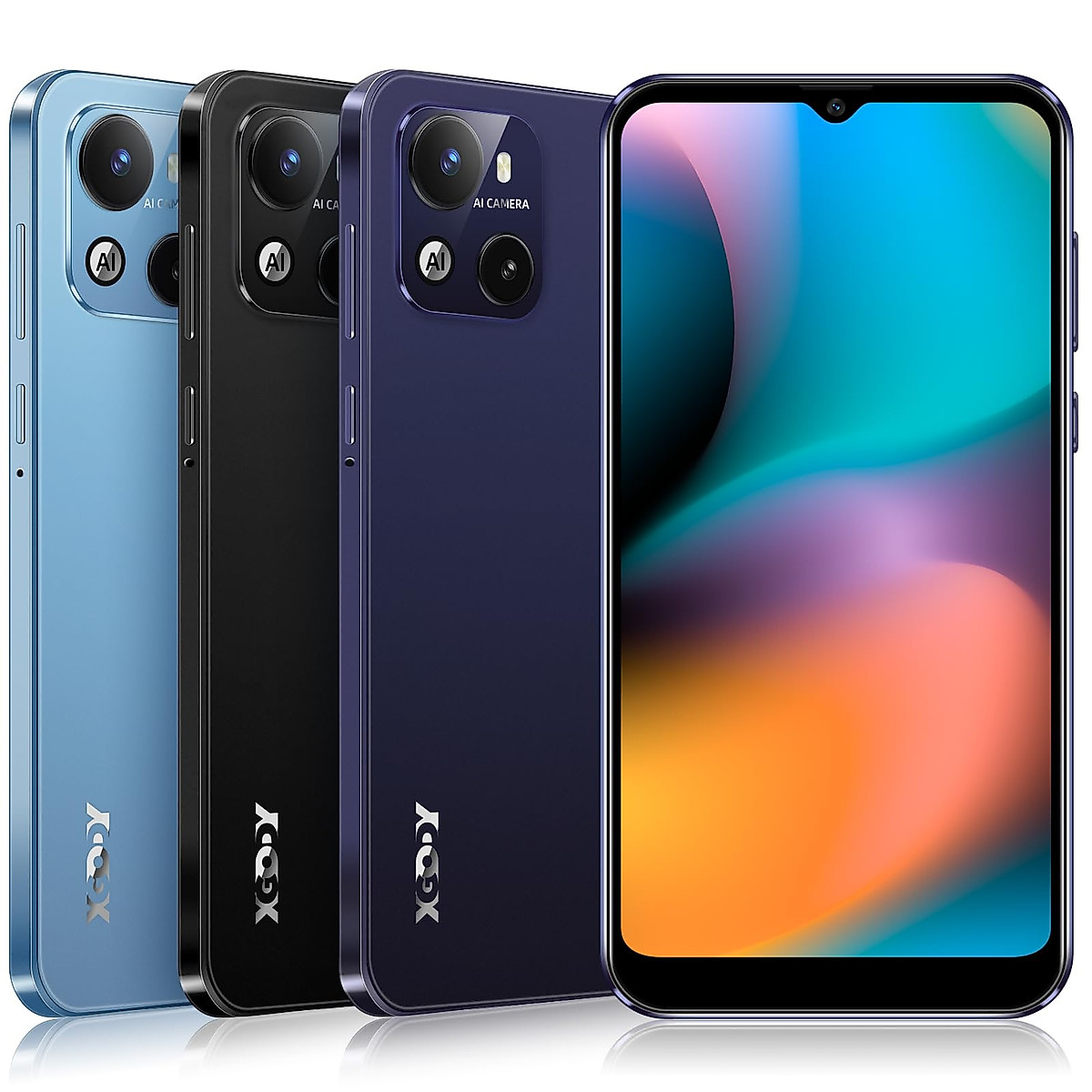 Xgody X18 4G LTE Unlocked Android Phone, 6.3 Inch Cell Phones, Android 10 OS Dual SIM Cheap Smartphone Unlocked, Quad Core 2GB+16GB, Dual 5MP+8MP Camera, 4000mAh Battery, Face ID Smart Phone (Purple)