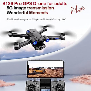 Dynoson GPS Drone with 4K HD Camera for Adults Beginners, 2 Batteries for 40 Minutes Long Flight Time,5G Transmission FPV and Long Range GPS Drone with Brushless Motor and Optical Flow,GPS Auto Return,Intelligence Follows me,Include 2 Batteries and handba