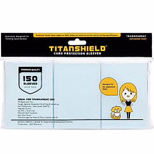 TitanShield (150 Sleeve/Clear) Small Japanese Sized Trading Card Sleeves Deck Protector for Yu-Gi-Oh, Cardfight!! Vanguard & Photocards