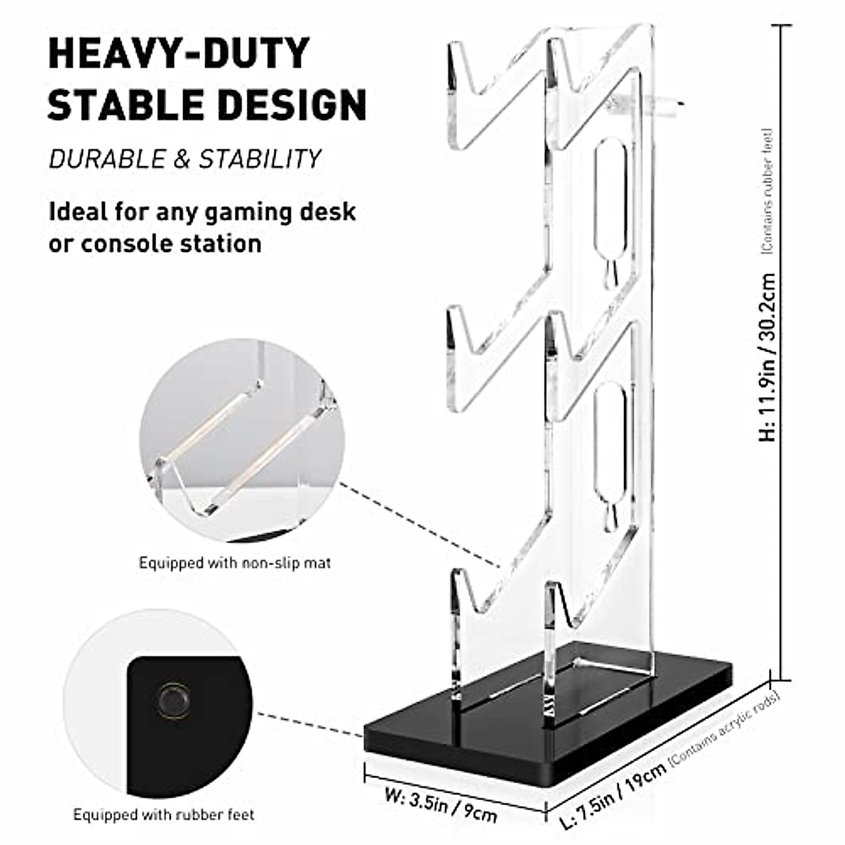 OAPRIRE Universal 3 Tier Controller Holder and Headset Stand for PS4 PS5 Xbox ONE Switch, Controller Stand Gaming Accessories, Build Your Game Fortresses (Black)