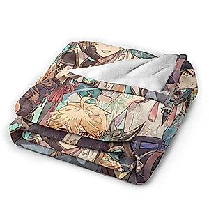 Ultra Soft Throw Blanket Genshin Game Flannel Blankets for Travelling Camping Sofa Bedroom Living Room Plush Decor Gifts 50"x40"