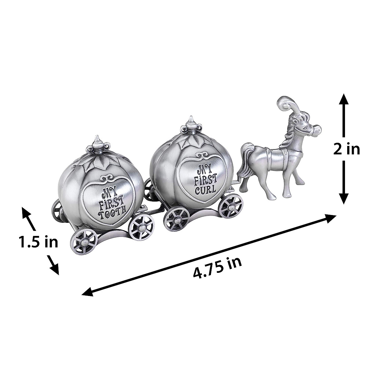 Lillian Rose Keepsake Pewter Tooth and Curl Box, Fairytale Coach,2x5 Inch (Pack of 1)