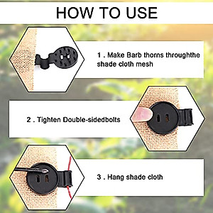 Grevosea 20 Pieces Shade Cloth Clips, Round Plastic Sunshade Clips Black Shade Netting Clips Tarp Clips Attachment and Placement for Sun Shade Net Anti Bird Netting Garden Netting