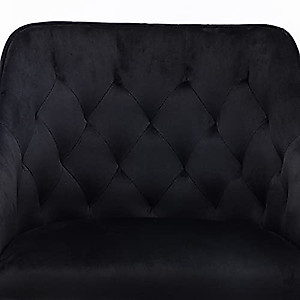 Recaceik Modern Velvet Home Office Chair, Adjustable Leisure Swivel Desk Chairs with High Back 360 Degree Castor Gold Wheels for Living Room/Bedroom/Office