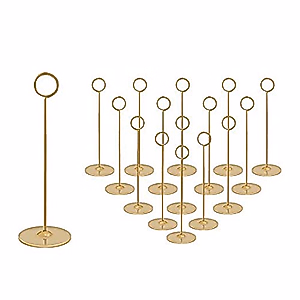 Urban Deco 16 Pieces Table Card Holder 8 inches Table Number Holders Place Steel Card Holders for Photos, Food Signs, Memo Notes, Weddings, Restaurants, Birthdays (Gold)