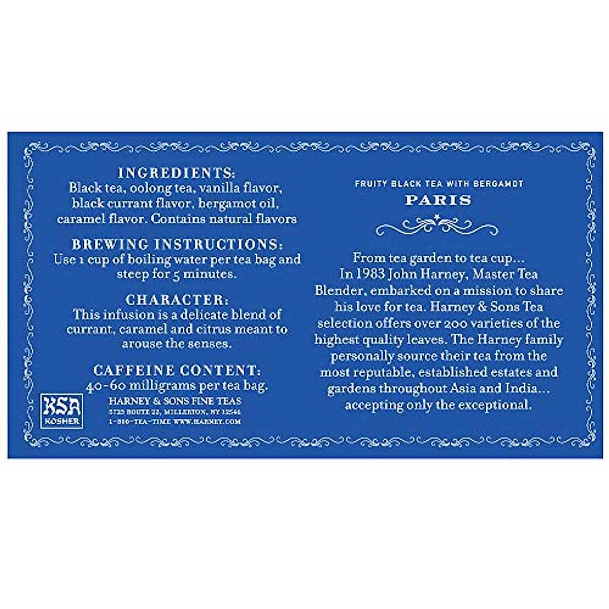 Harney & Sons Paris Tea, Fruity Black tea with Bergamot, 50 teabags