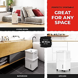 Pohl+Schmitt 2000 Sq Ft Cube Dehumidifier - 20 Pint Energy Star Portable Dehumidifier — Low Noise, Smart Humidity Control, and LED Control Panel with Lift and Twist Design