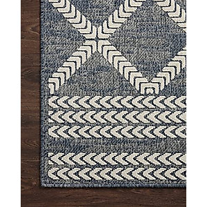 Loloi II Rainier Collection RAI-05 Denim/Ivory, Indoor/Outdoor 7'-10" x 10'-10" Area Rug