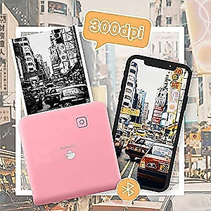 Phomemo M02 Pro Pocket Printer - with 3 Rolls Transparent Gold Paper， Compatible with iOS + Android for Plan Journal, Study Notes, Art Creation, Work, Gift