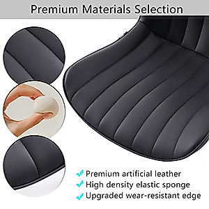 YOUNIKE Office Chair Swivel Desk Chair Upholstered Faux Leather Height Adjustable with Wheels Computer Task Chair Modern Rolling Armless Back, Black, Loads 300 lbs