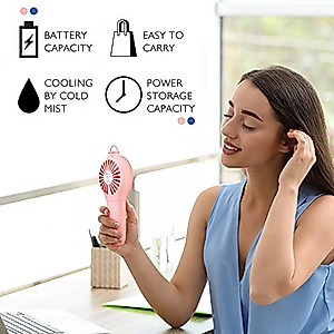 Mudder 2 Pieces Portable Misting Fan Handheld Mini Misting Fan Facial Steamer Fan Rechargeable Battery Operated Fan with Water Tank for Travel, Camping, Outdoors