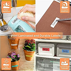 Labelife Bluetooth Label Maker Machine, Wireless and Portable Label Maker with Multiple Fonts, Compatible with iPhone and Android Phone, with One Laminated JM Label, for Home & Office, P3100D, White