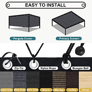 Shade&Beyond 90% Sun Shade Cloth with Grommets, 6' X 6' Pergola Shade Cover Canopy, Mesh Tarp Sun Screens for Patio, Outdoor, Garden, Backyard, Blue Gray